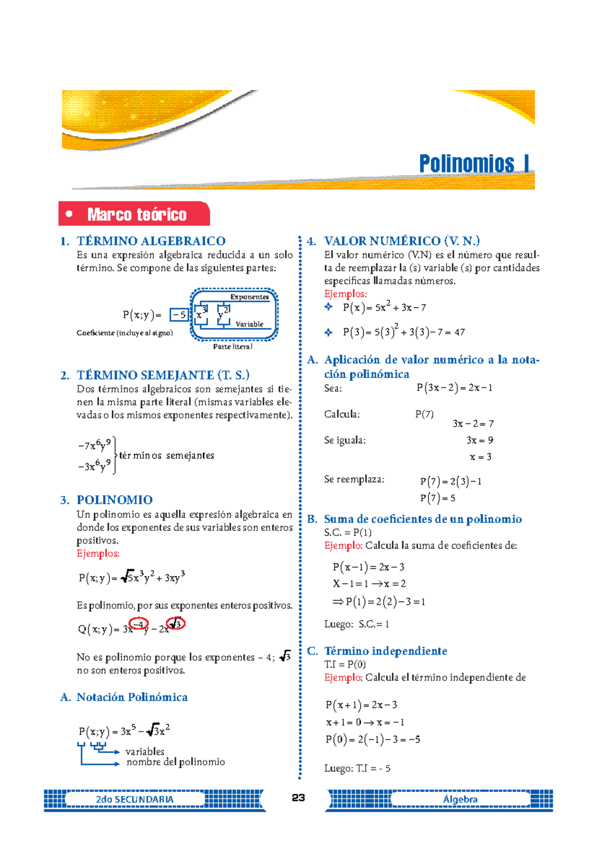 Polinomios I: Marco Teórico y Ejercicios de Álgebra - Studocu
