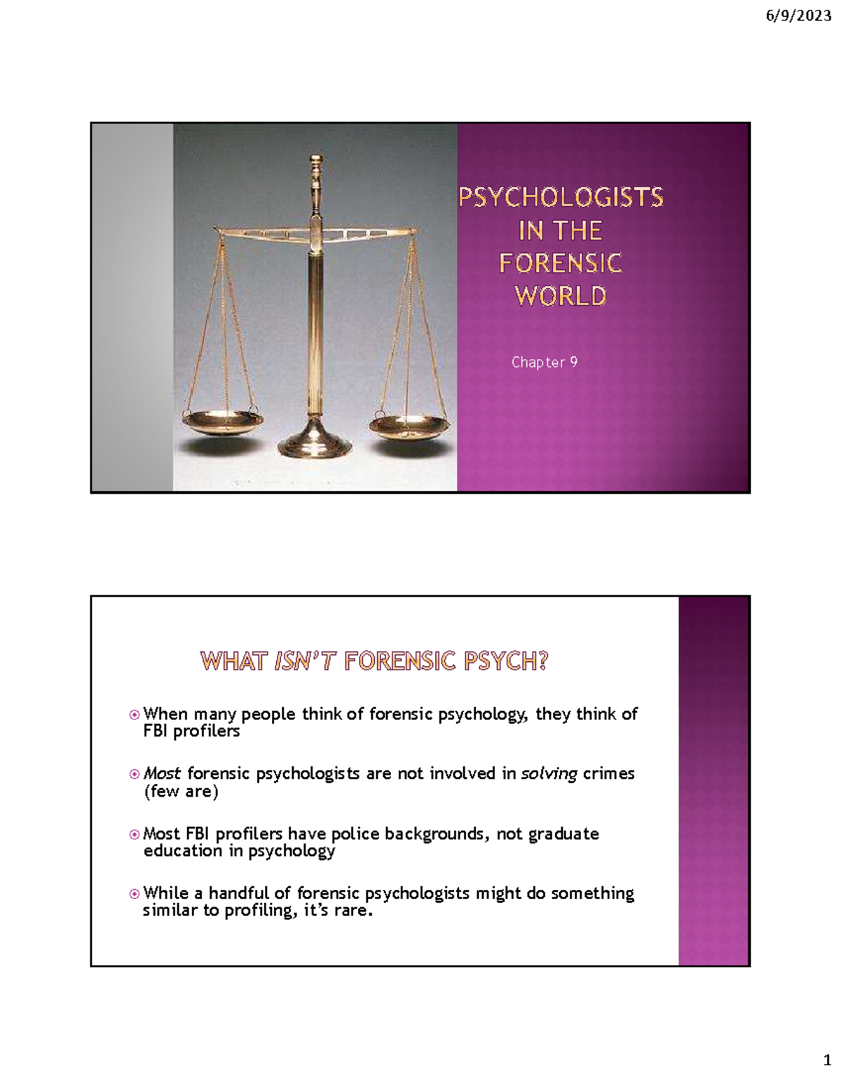 Forensic Psychology Overview and Legal Applications (PSY 101) - Studocu