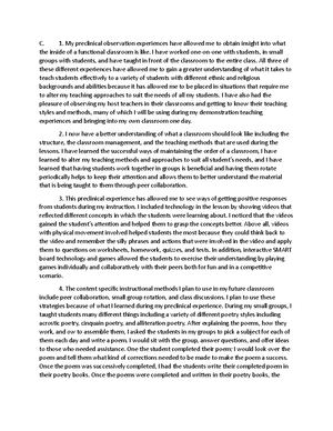 C935, Task 3 - Passed - B. Reflect on your overall teaching experience ...