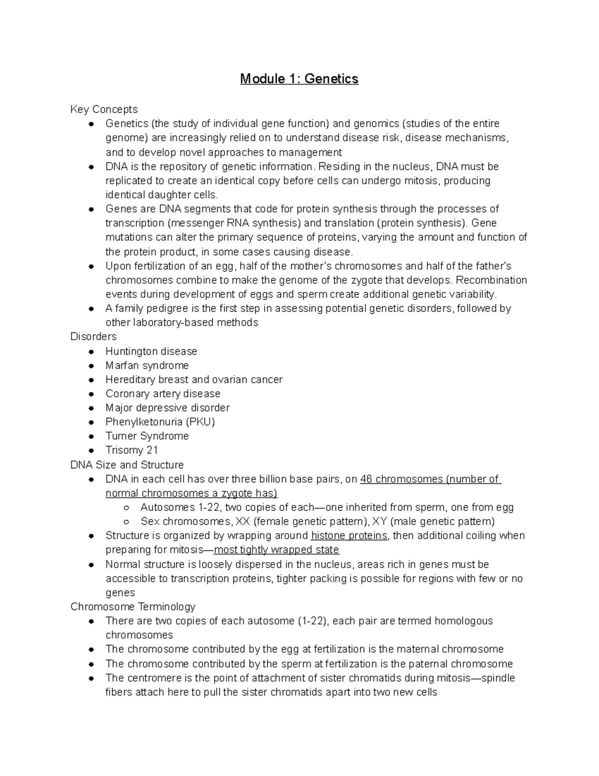 Module 1: Genetics - Key Concepts, Disorders, and Inheritance Patterns ...