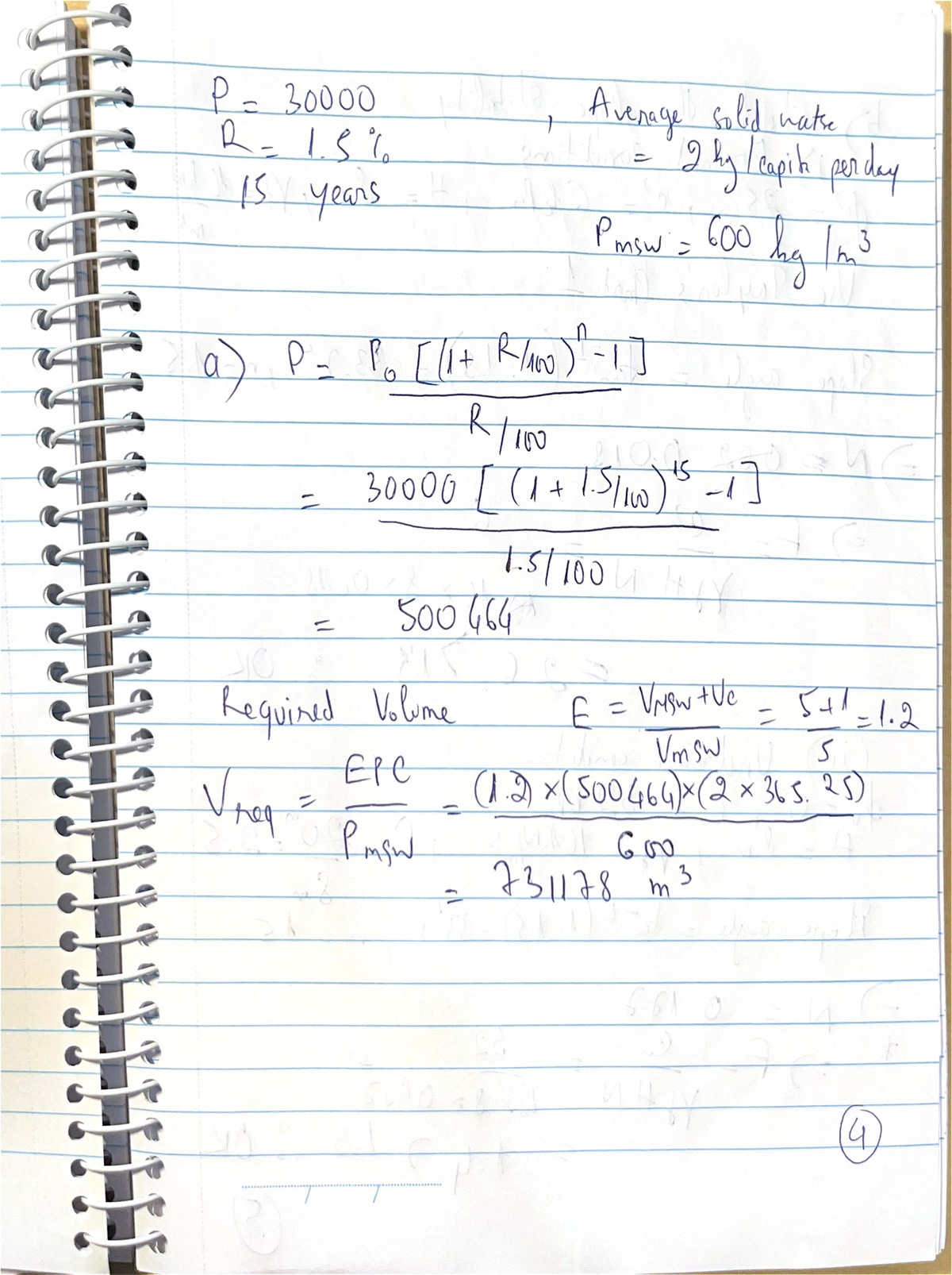 P 1 Average Solid Waste Volume Calculation and Stability Check - Studocu