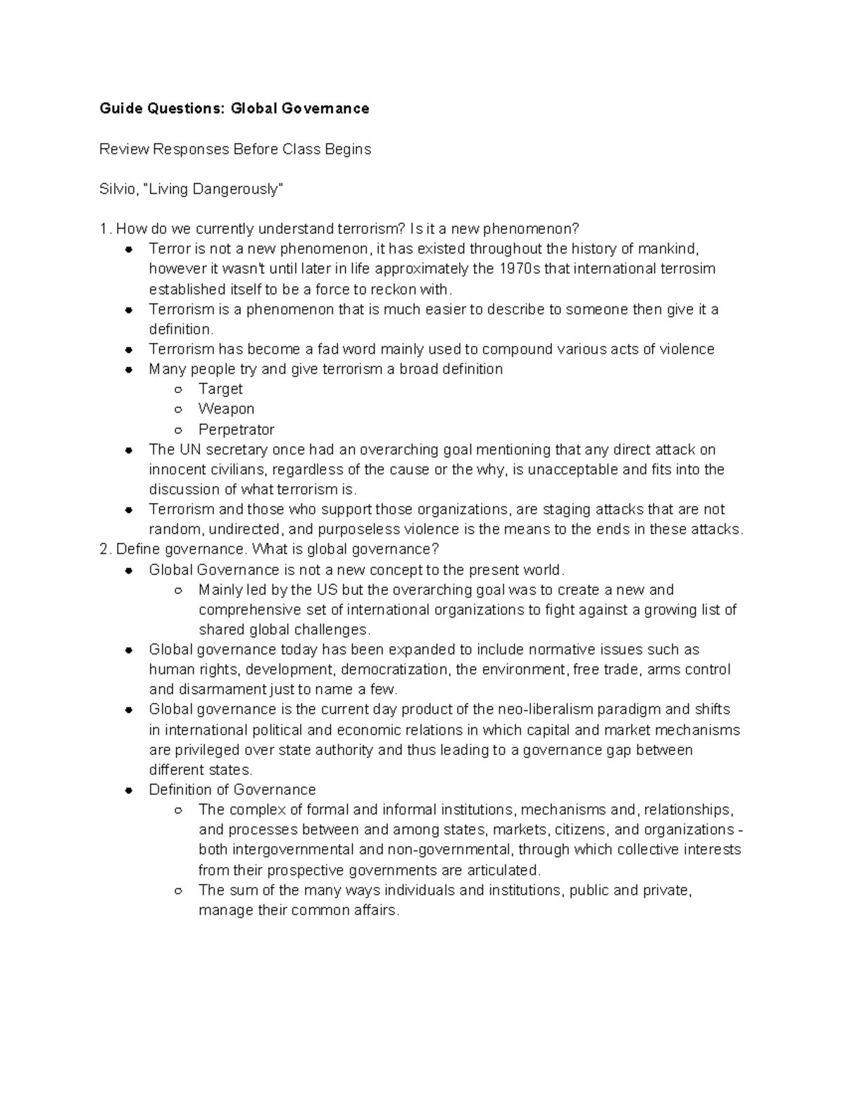 Global Governance & UN Counter-Terrorism: Key Concepts & Insights - Studocu