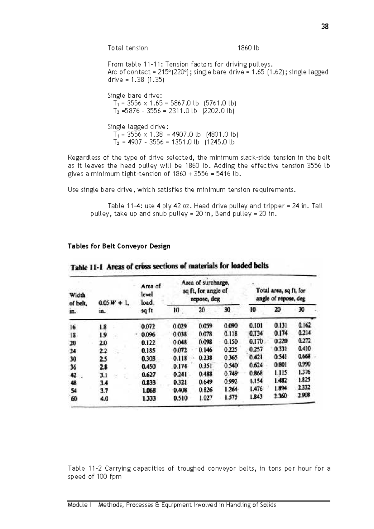 MIP-Tables: Tension Factors & Conveyor Design Calculations - Studocu