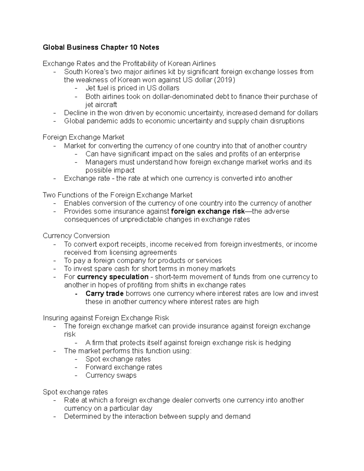 Global Business Chapter 10: Exchange Rates & Airline Profitability ...