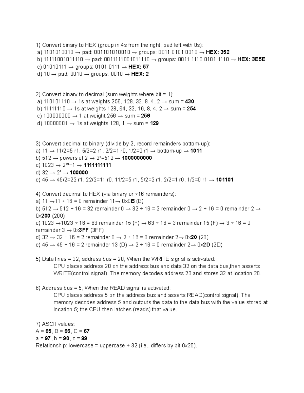 Lab 1 - CMPE 102 - Binary, Decimal, and HEX Conversion Notes - Studocu