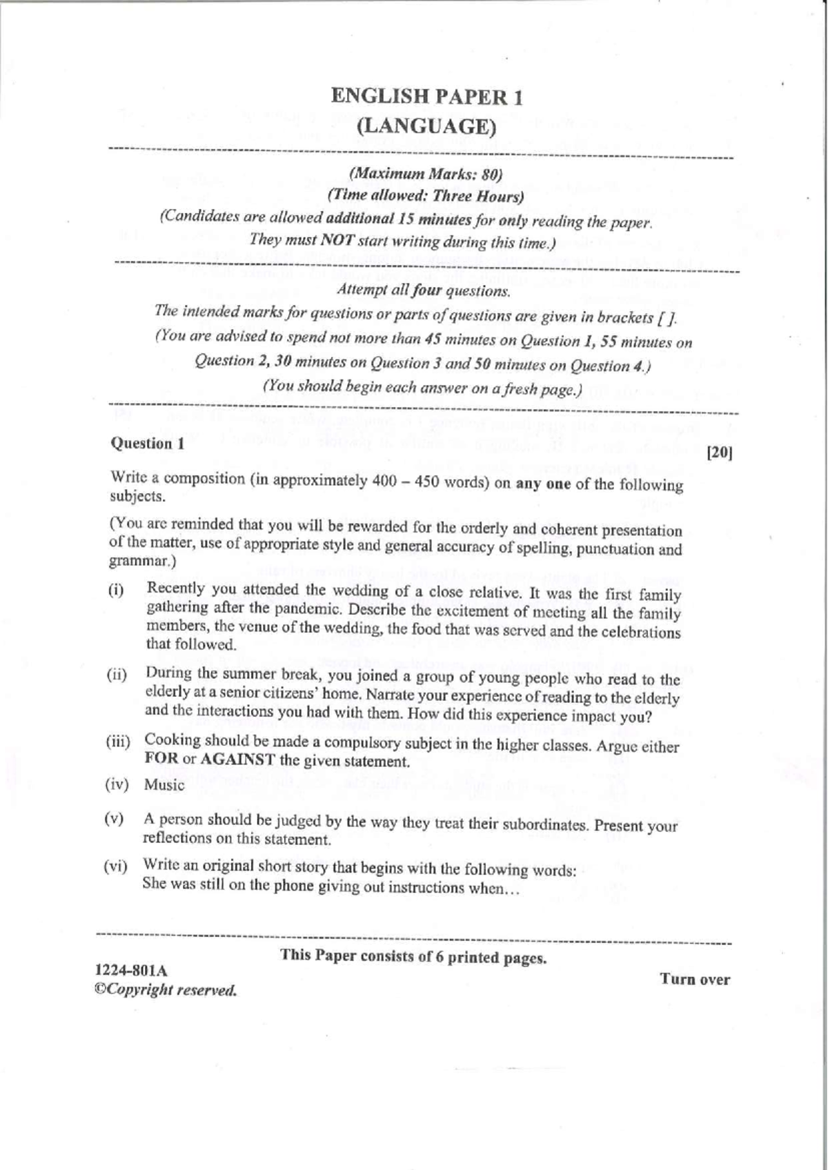 ENGLISH PAPER 1 (LANGUAGE) - Exam Guidelines & Questions - Studocu