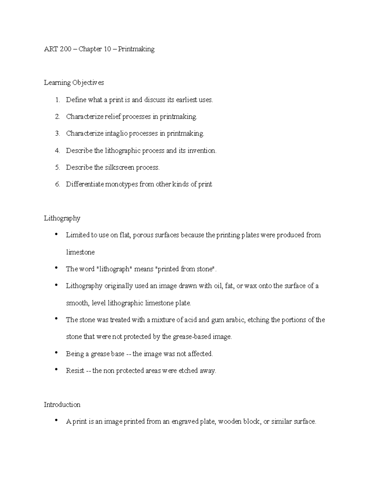 ART 200 - Chapter 10 - Printmaking - ART 200 – Chapter 10 – Printmaking ...