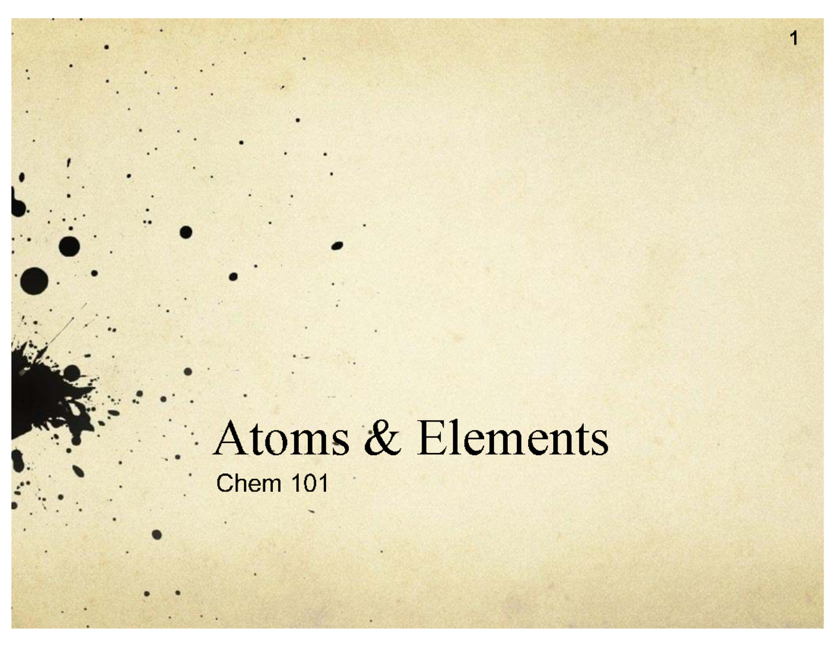 Chem 101 Quiz: Atoms & Elements - Studocu
