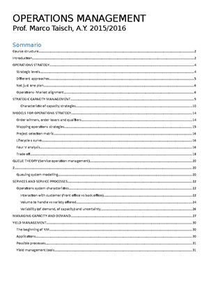 Open Questions EXAM - OPERATIONS MANAGEMENT EXAM Prof. Alberto Portioli ...