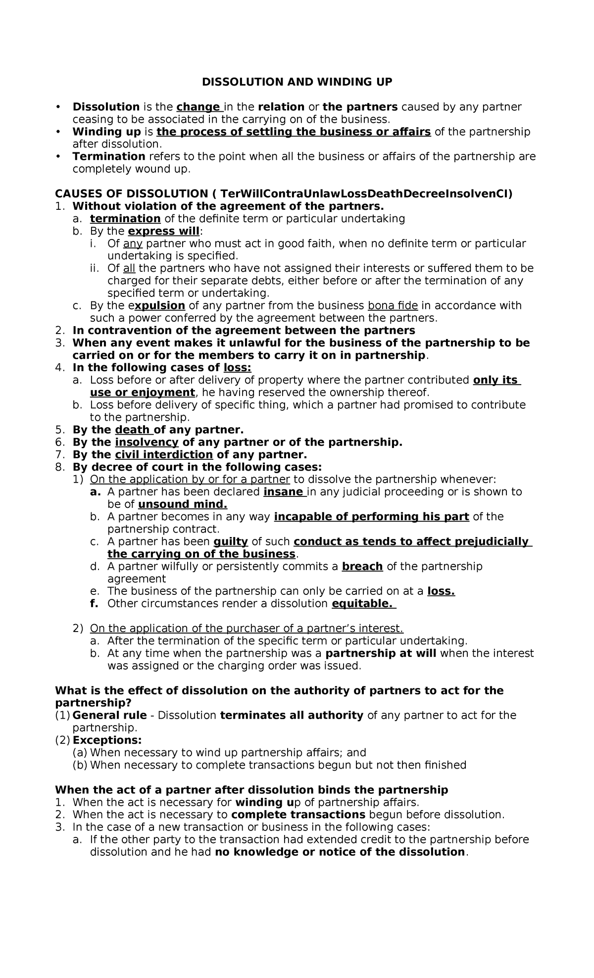 Dissolution and Winding Up of General & Limited Partnerships (GGG ...