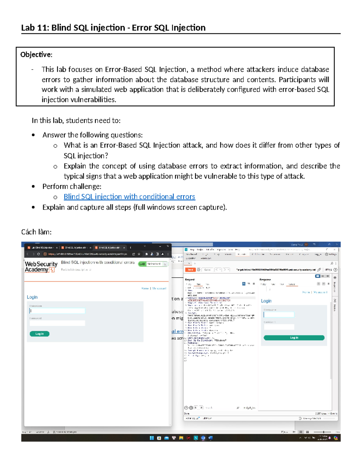 Lab 11: Error-Based SQL Injection Techniques and Challenges - Studocu