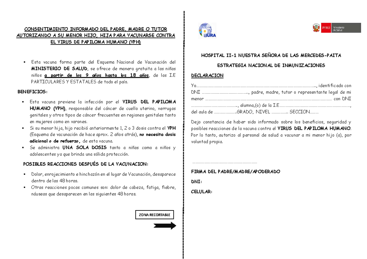 Consentimiento Informado para Vacunación VPH 2025 - Studocu