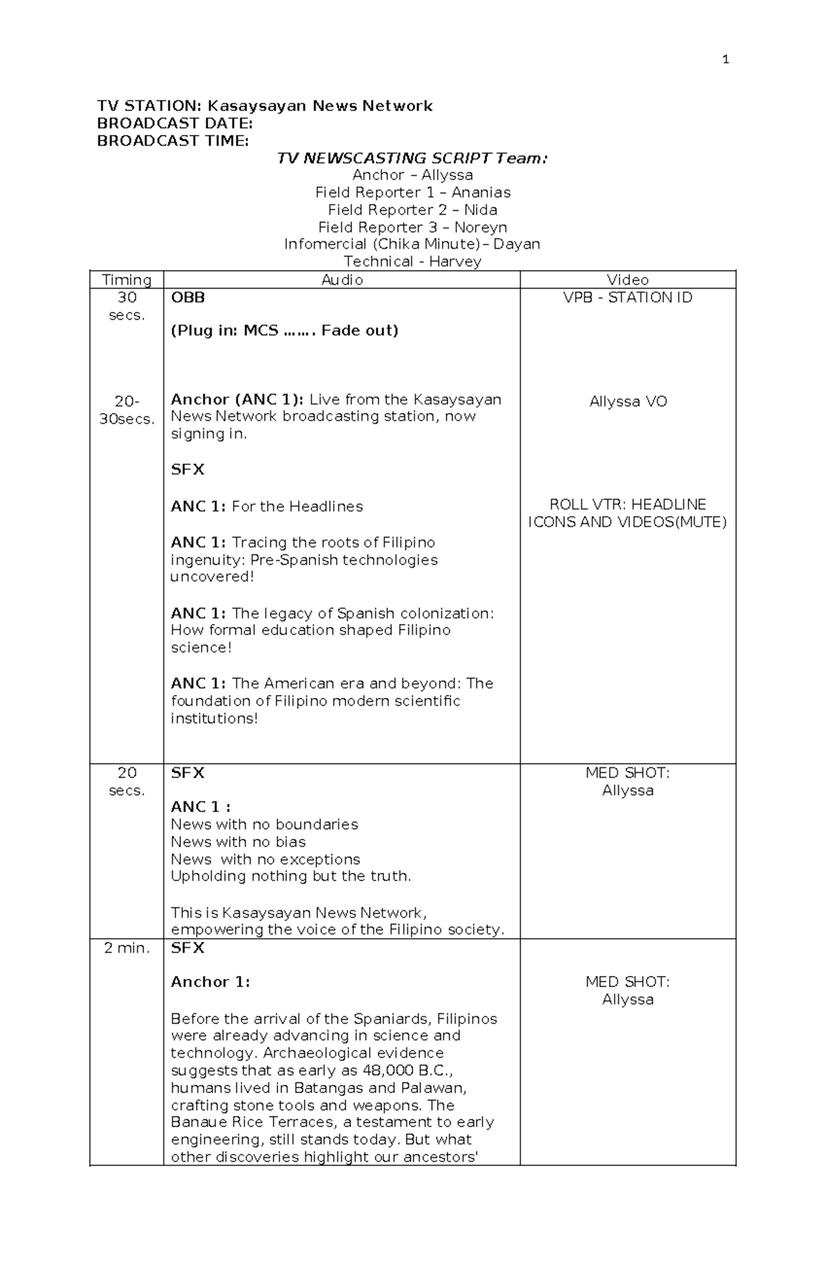 TV-Broadcasting-Script: Filipino Science & Technology News Coverage ...