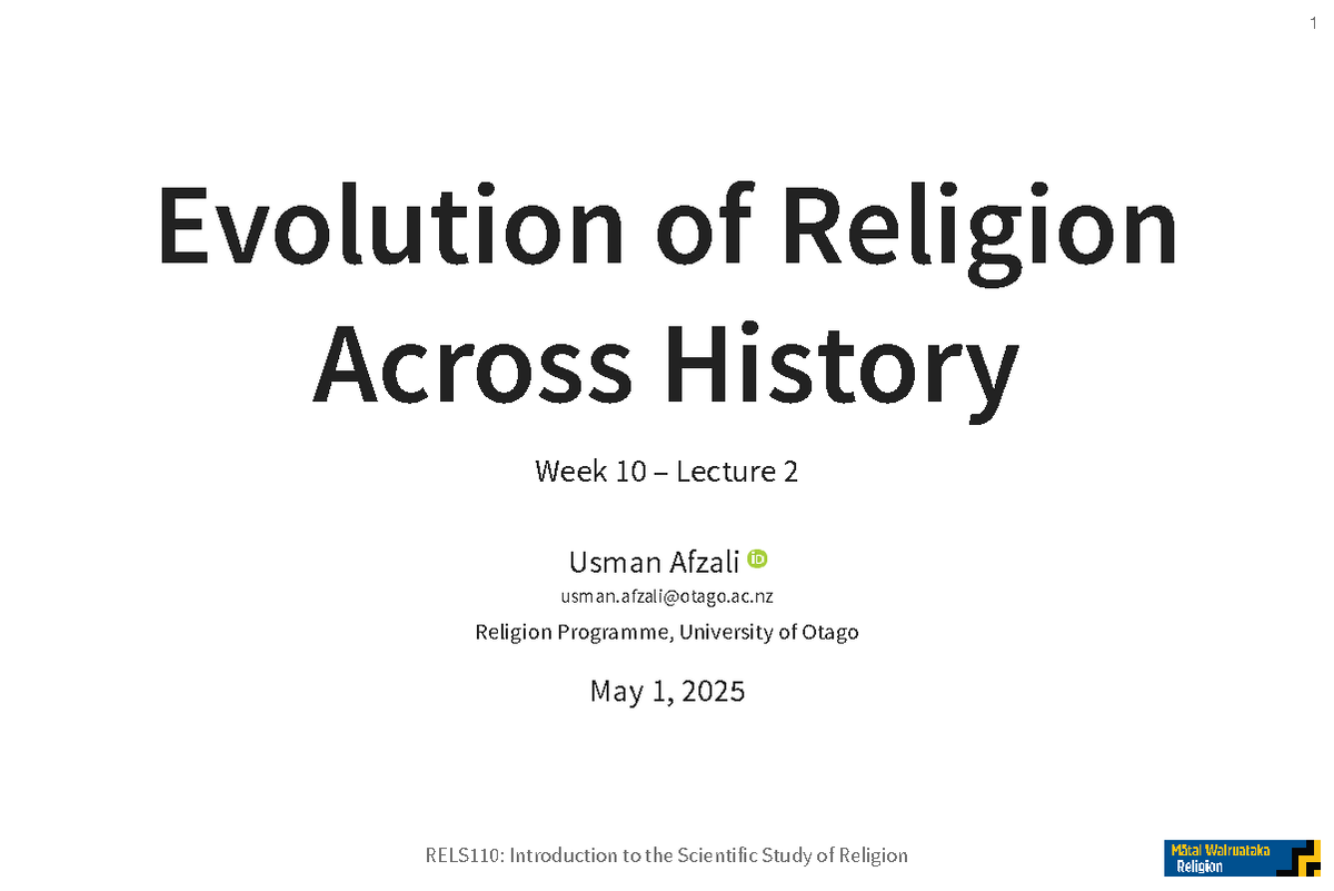 RELS110: Evolution of Religion Across History - Week 10 Lecture Notes ...