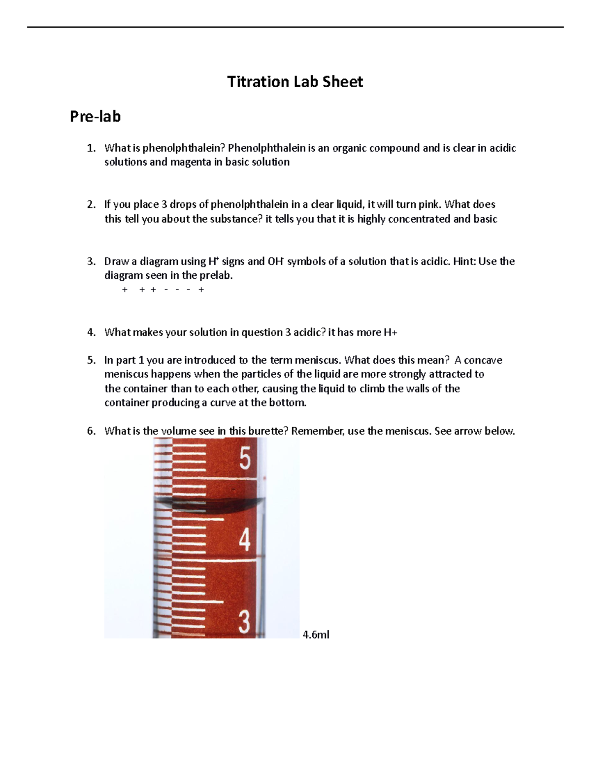 Titration Lab Sheet - Experimental Data and Analysis for CHEM 101 - Studocu