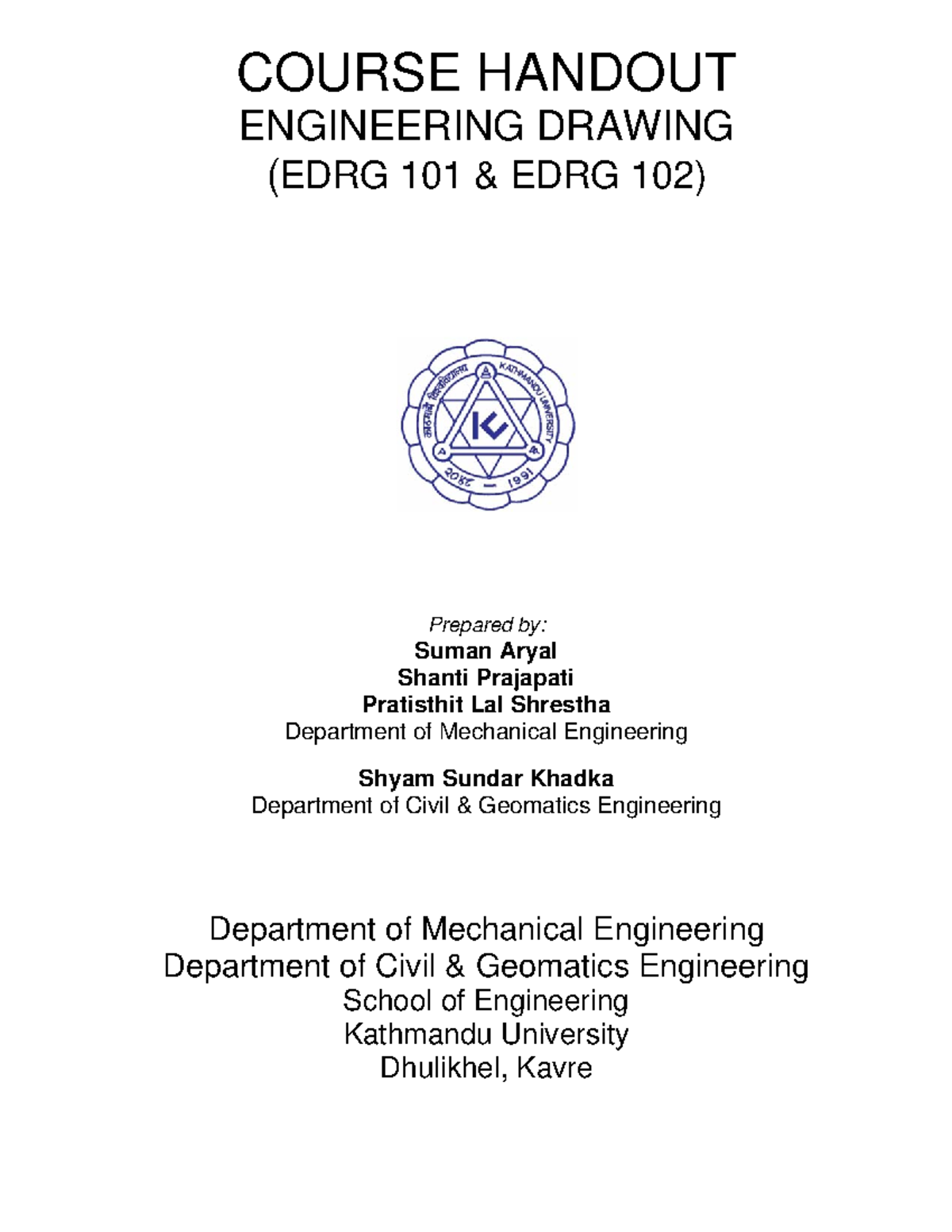 UNG New Drawing Manual - Lecture notes 1 - COURSE HANDOUT ENGINEERING ...