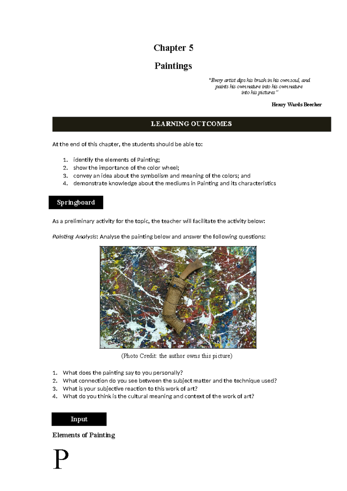 Chapter-5-Painting - It's a note - Chapter 5 Paintings At the end of ...
