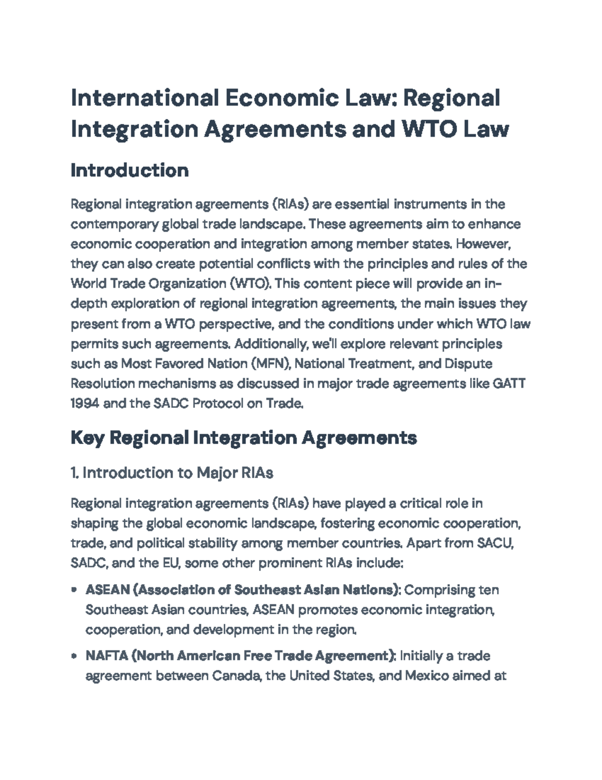 Regional Economic Integration & WTO Law: Conflicts and Principles ...