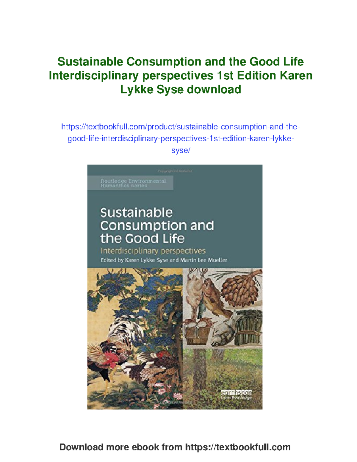 3921 - Sustainable Consumption and the Good Life: Interdisciplinary ...