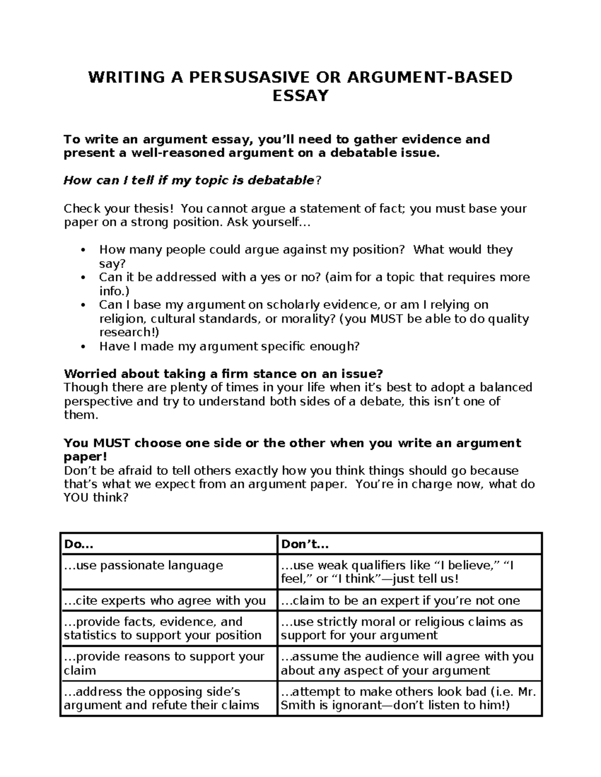 Writing a Persuasive Argument Essay: Key Strategies & Tips - Studocu