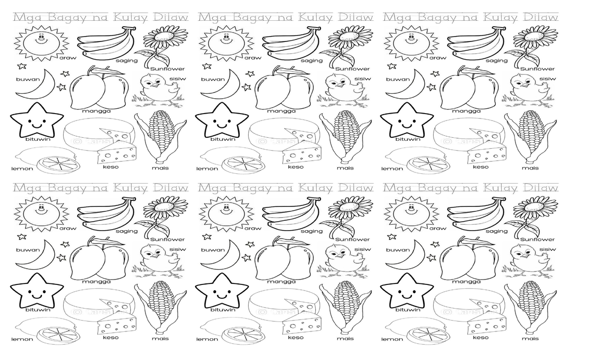 Mga Bagay na Kulay Dilaw - Worksheet on Yellow Objects - Studocu