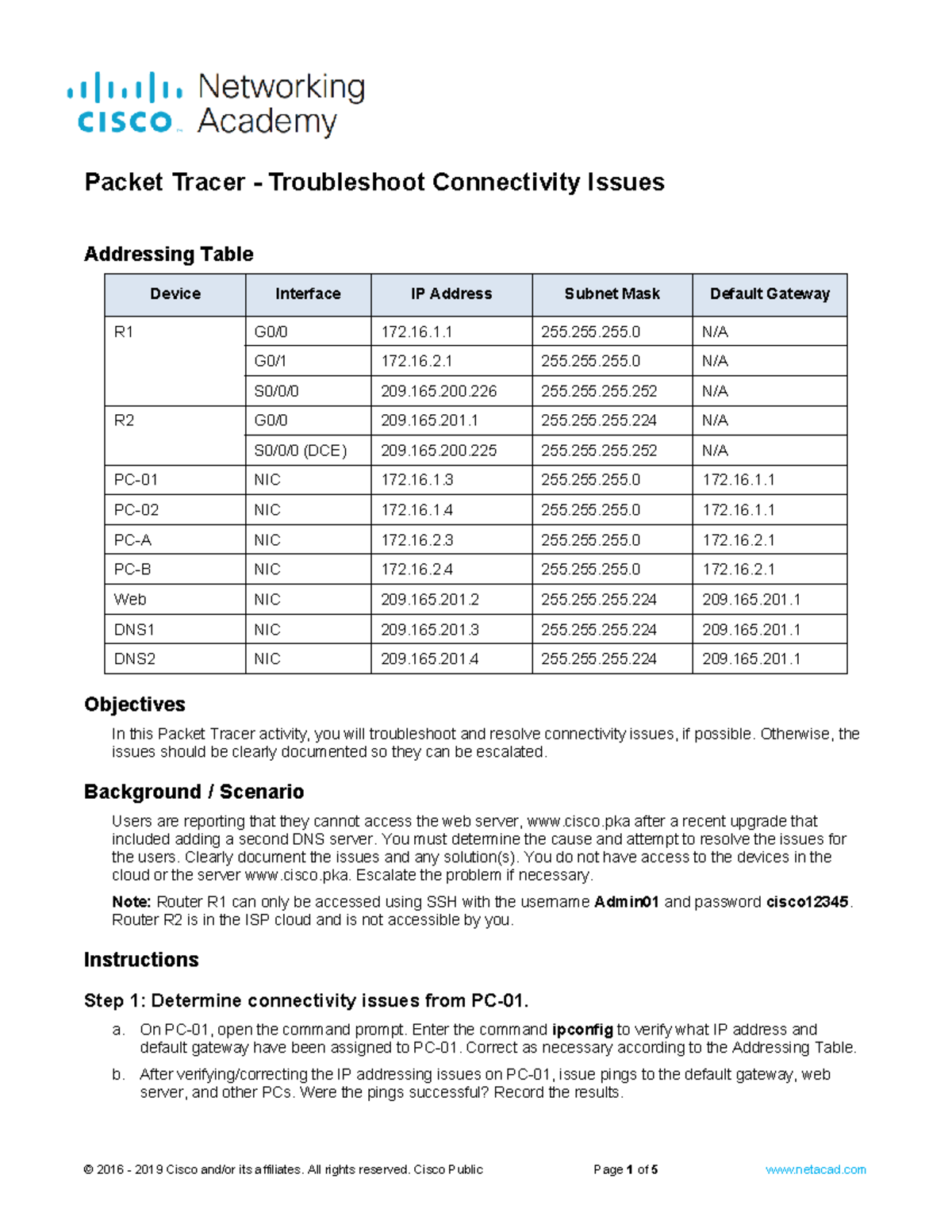 17.7.7 Packet Tracer - Troubleshooting PC Connectivity Issues - ILM - Studocu
