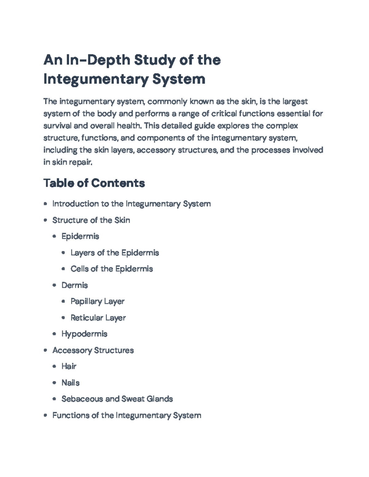 Comprehensive Guide on the Integumentary System (BIOL 101) - An In ...