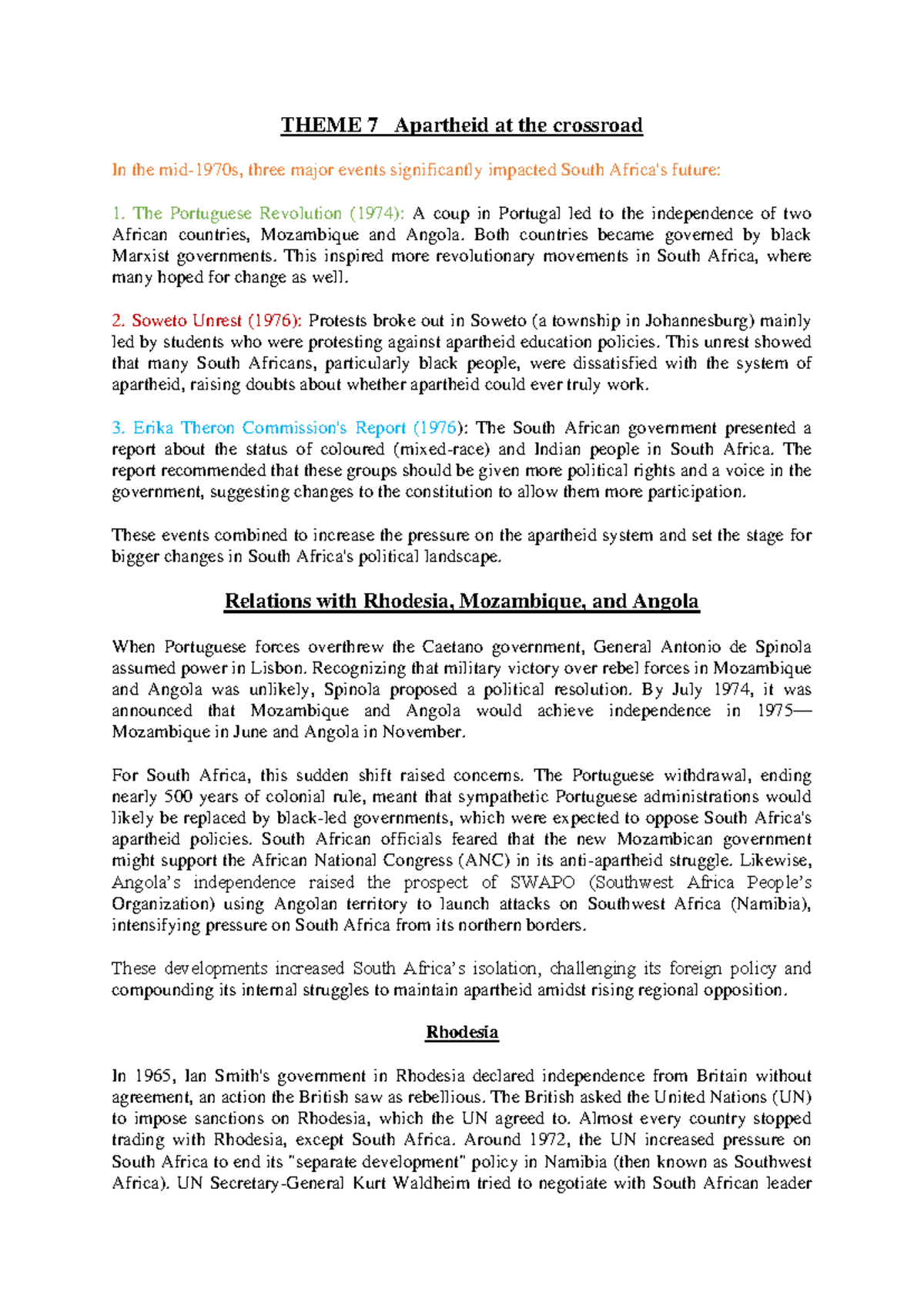 Theme 7 Apartheid at the crossroad - THEME 7 Apartheid at the crossroad ...