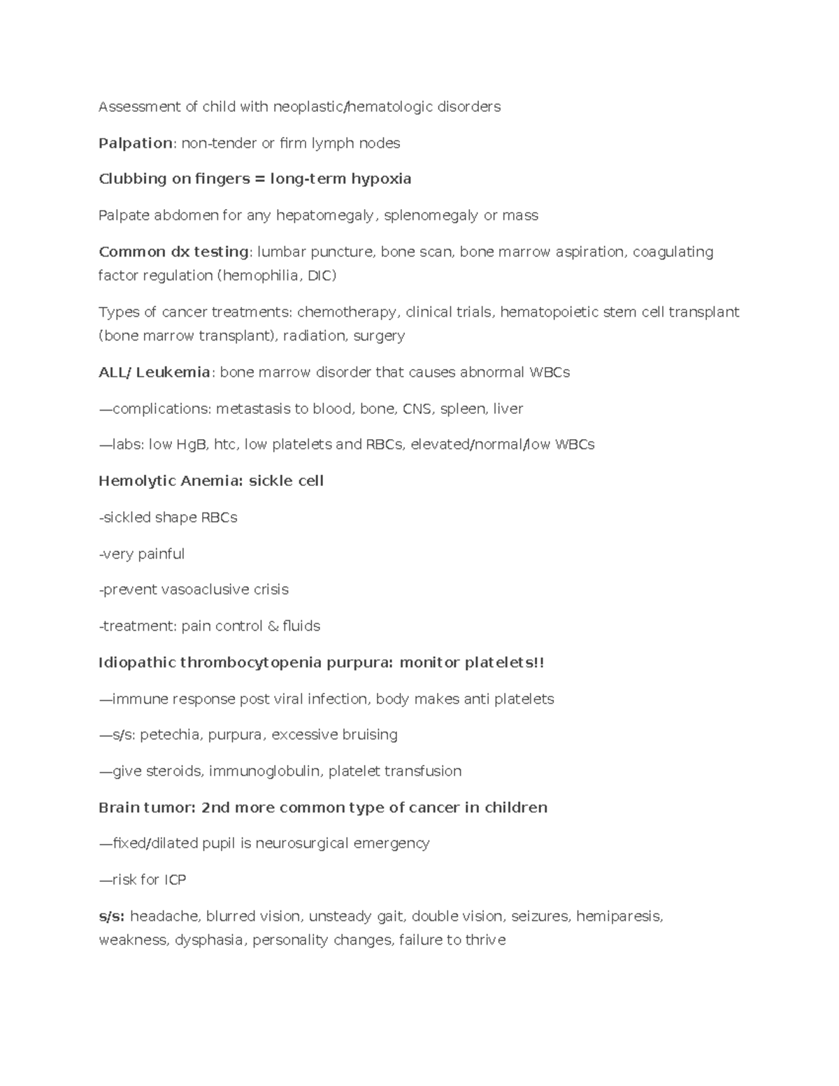 Peds 3 Test: Key Insights on Pediatric Disorders and Treatments - Studocu