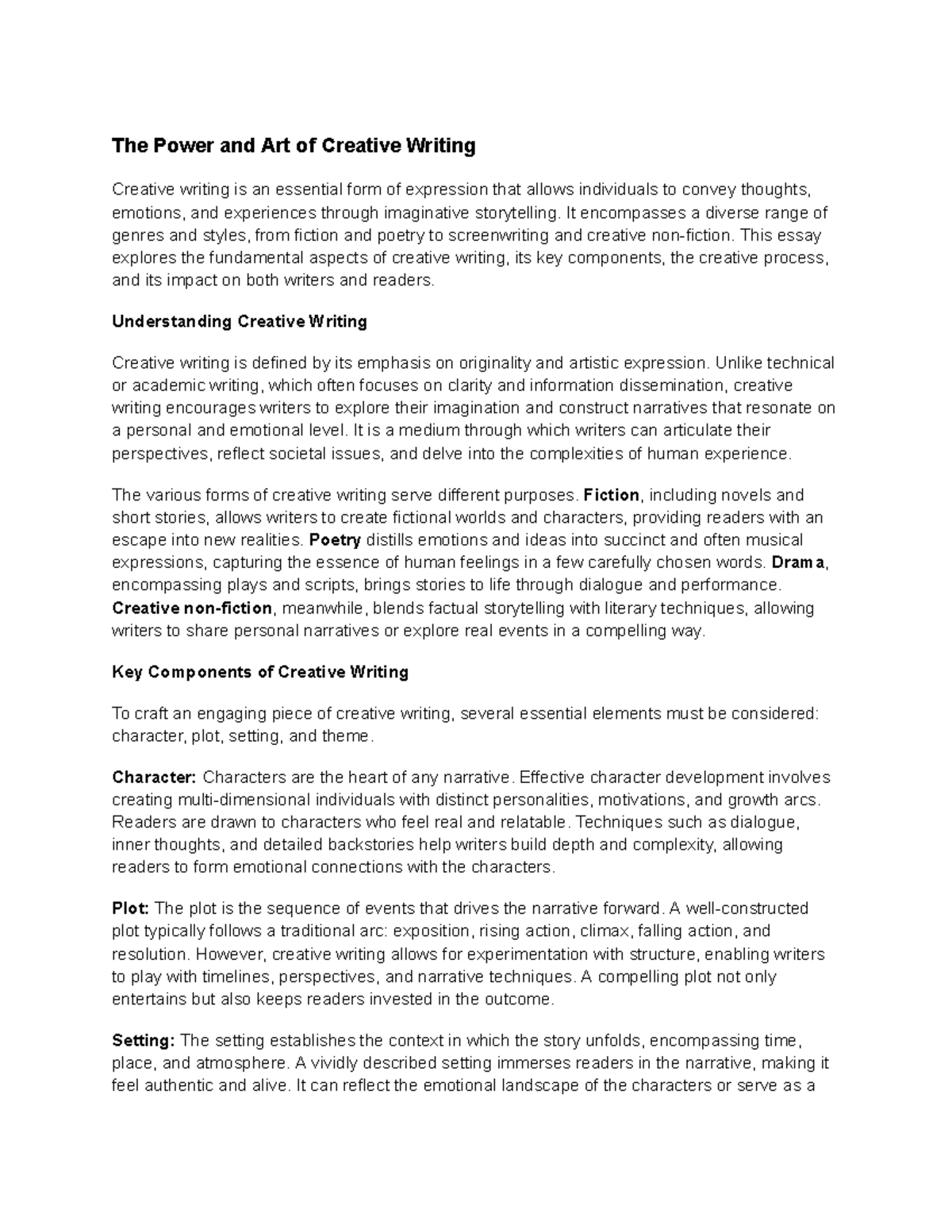 The Power and Art of Creative Writing - The Power and Art of Creative ...