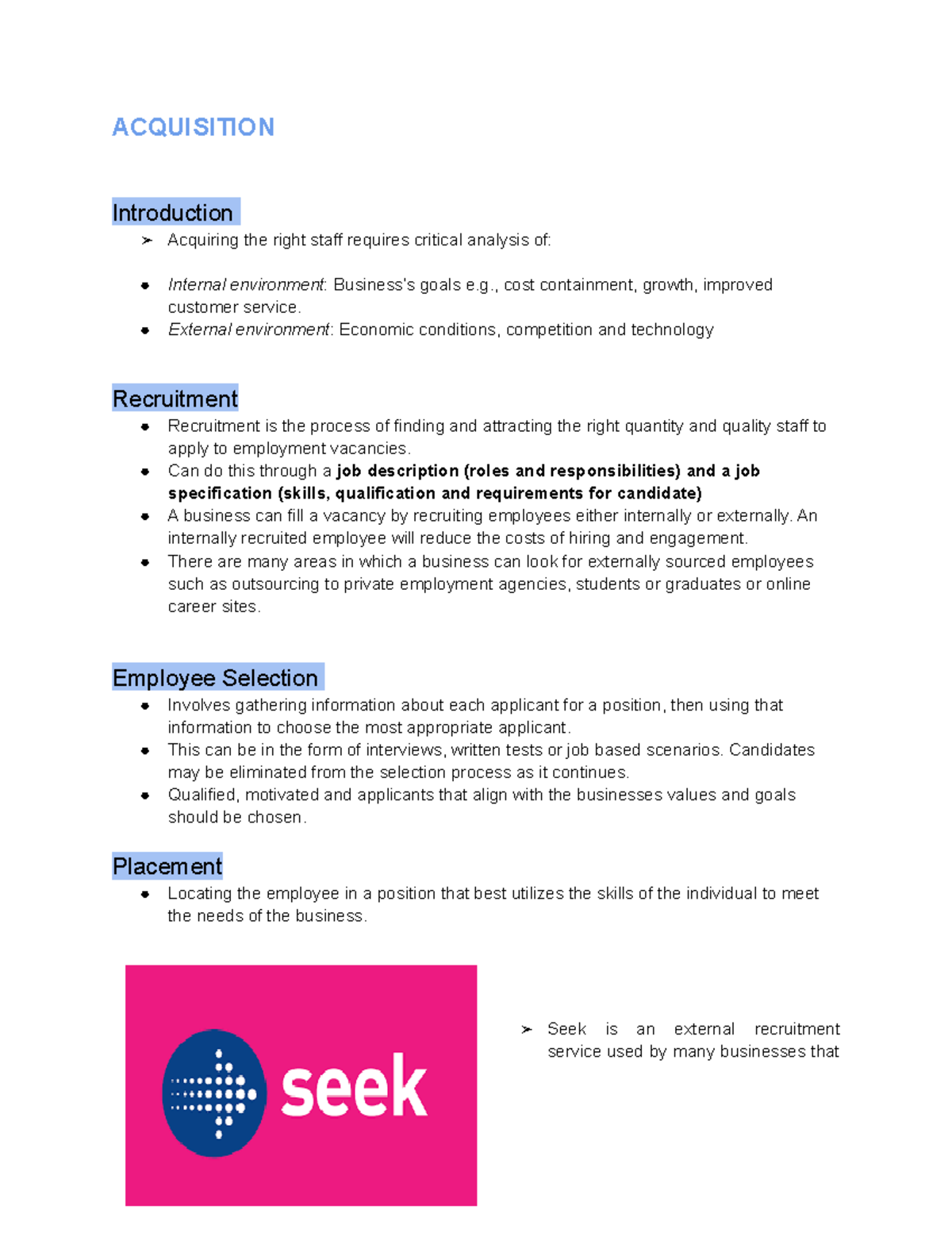 Acquisition - aquisition business notes - ACQUISITION Introduction ...