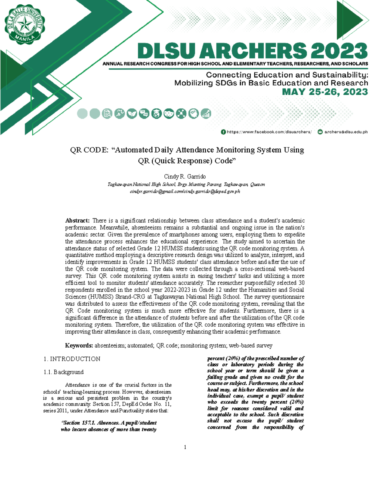 QR Code Attendance Monitoring System for Grade 12 HUMSS Students - Studocu