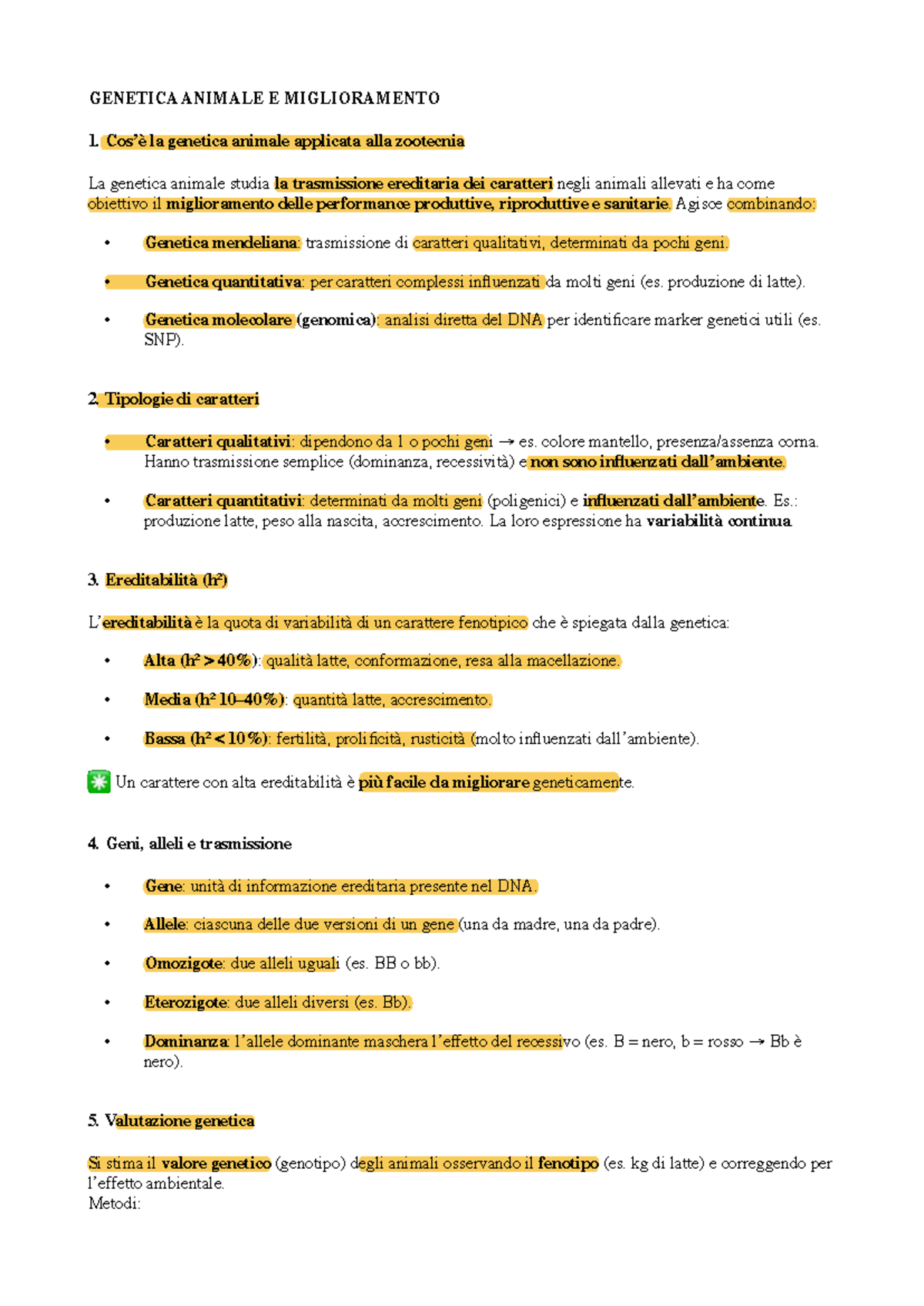 GENETICA ANIMALE E MIGLIORAMENTO 1 - Produzione Animale e Zootecnia ...
