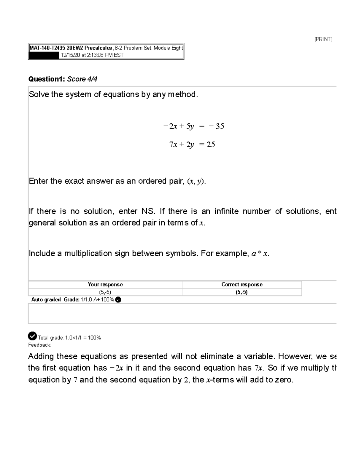 8-2 Module Eight Problem Set - MAT-140-T2435 20EW2 Precalculus , 8-2 ...