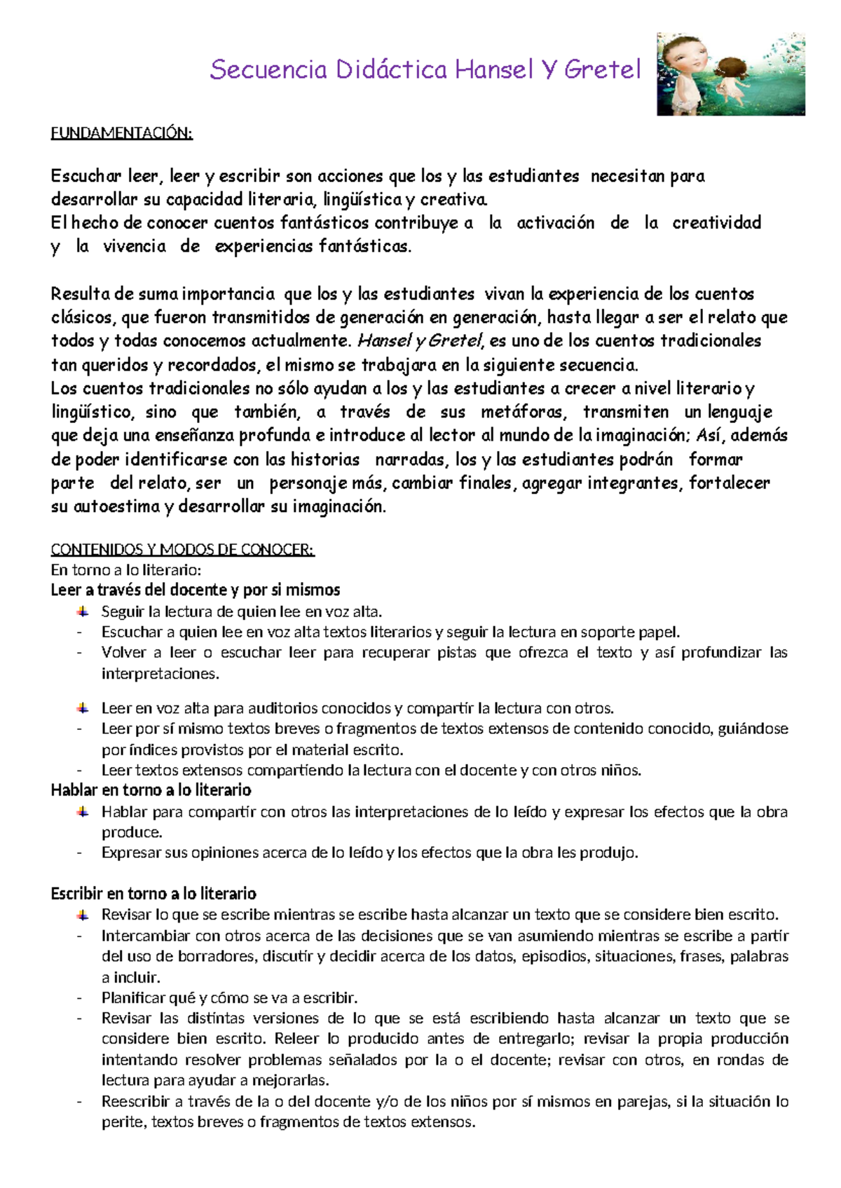 Secuencia Didáctica: Hansel y Gretel - Actividades y Reflexiones 2023 ...