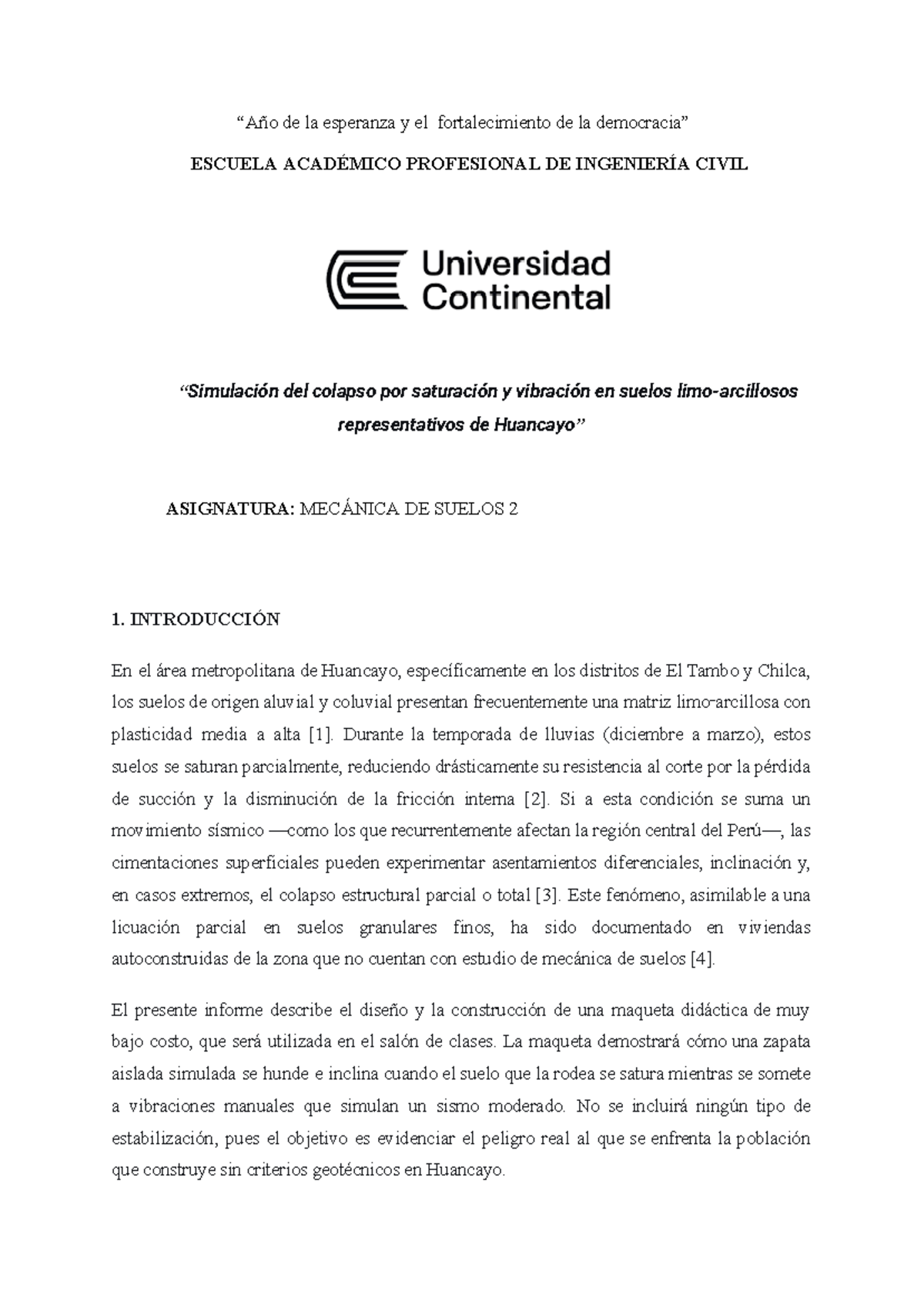 Simulación del Colapso por Saturación y Vibración en Suelos Limo ...