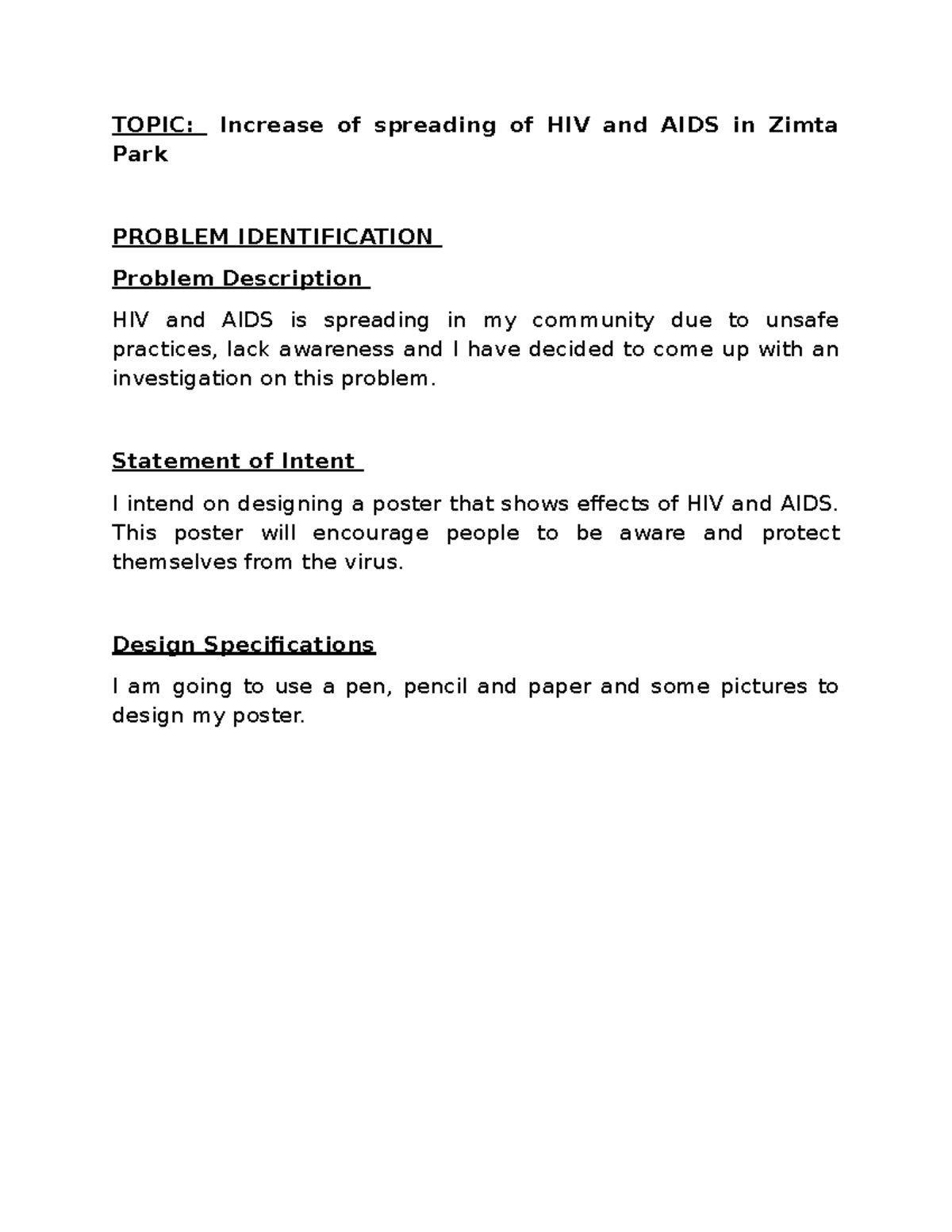 HIV Awareness Project: Solutions to Combat Spread in Zimta - Studocu