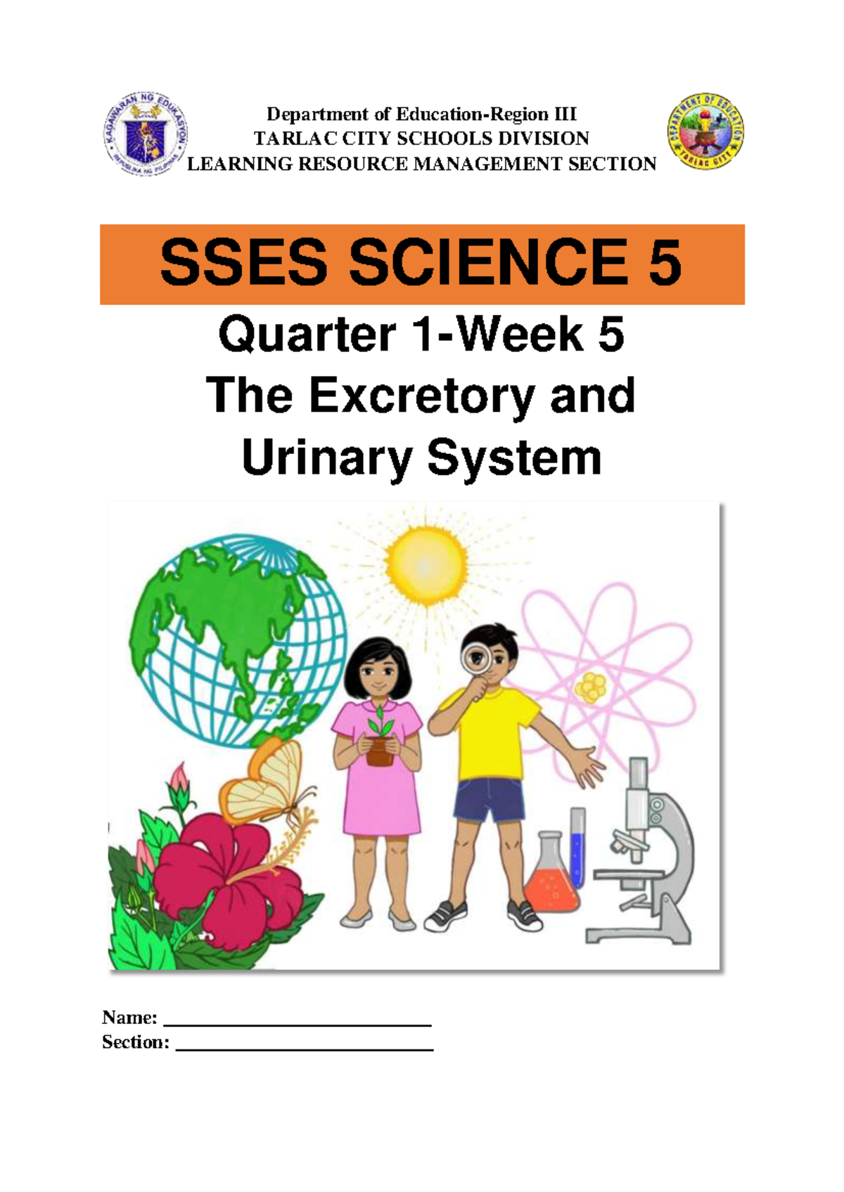 LAS-Q1-W5- SSES Science 5: The Excretory & Urinary System - Studocu