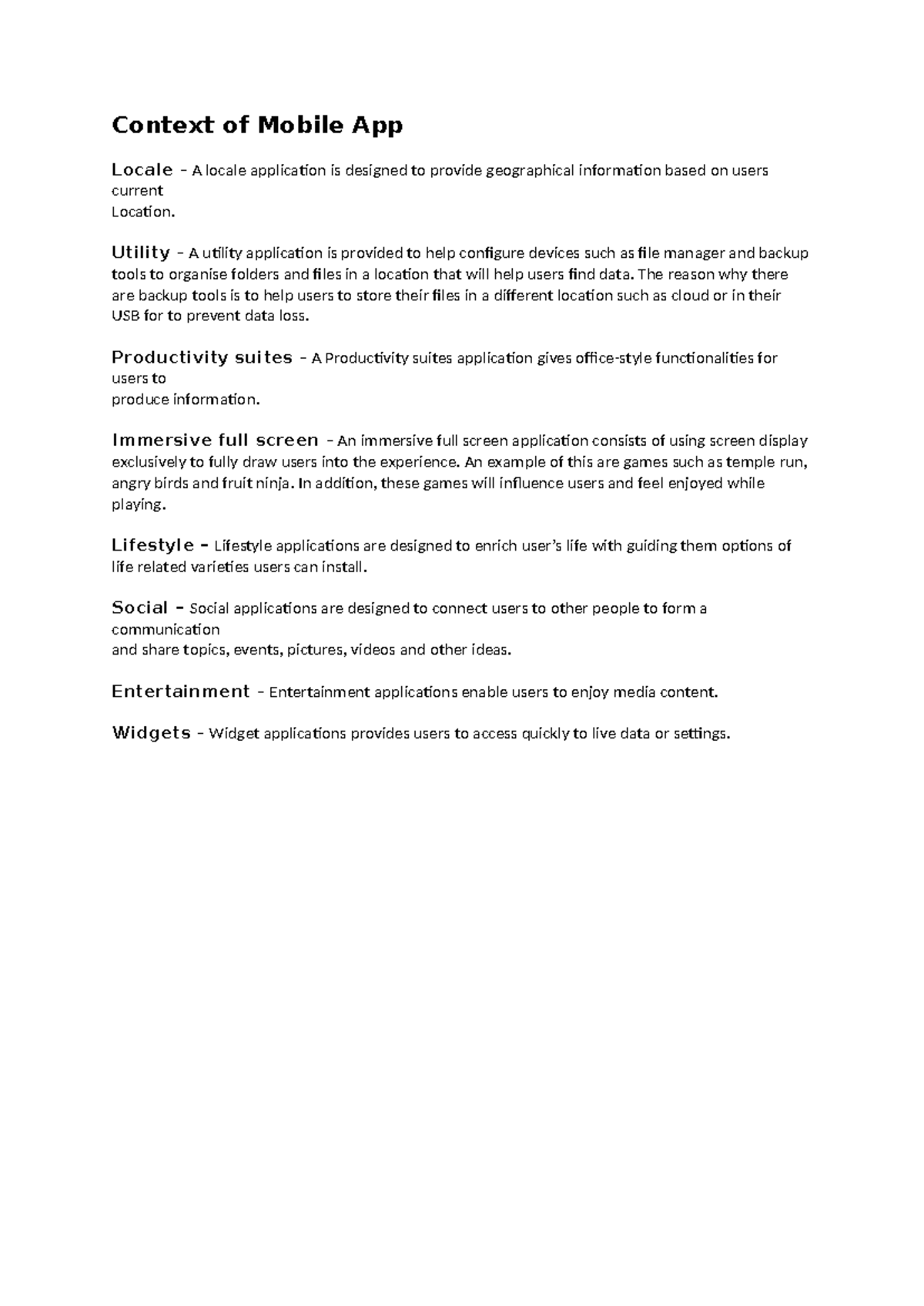Mobile App Context - Assignment for Unit 7 Development Insights - Studocu