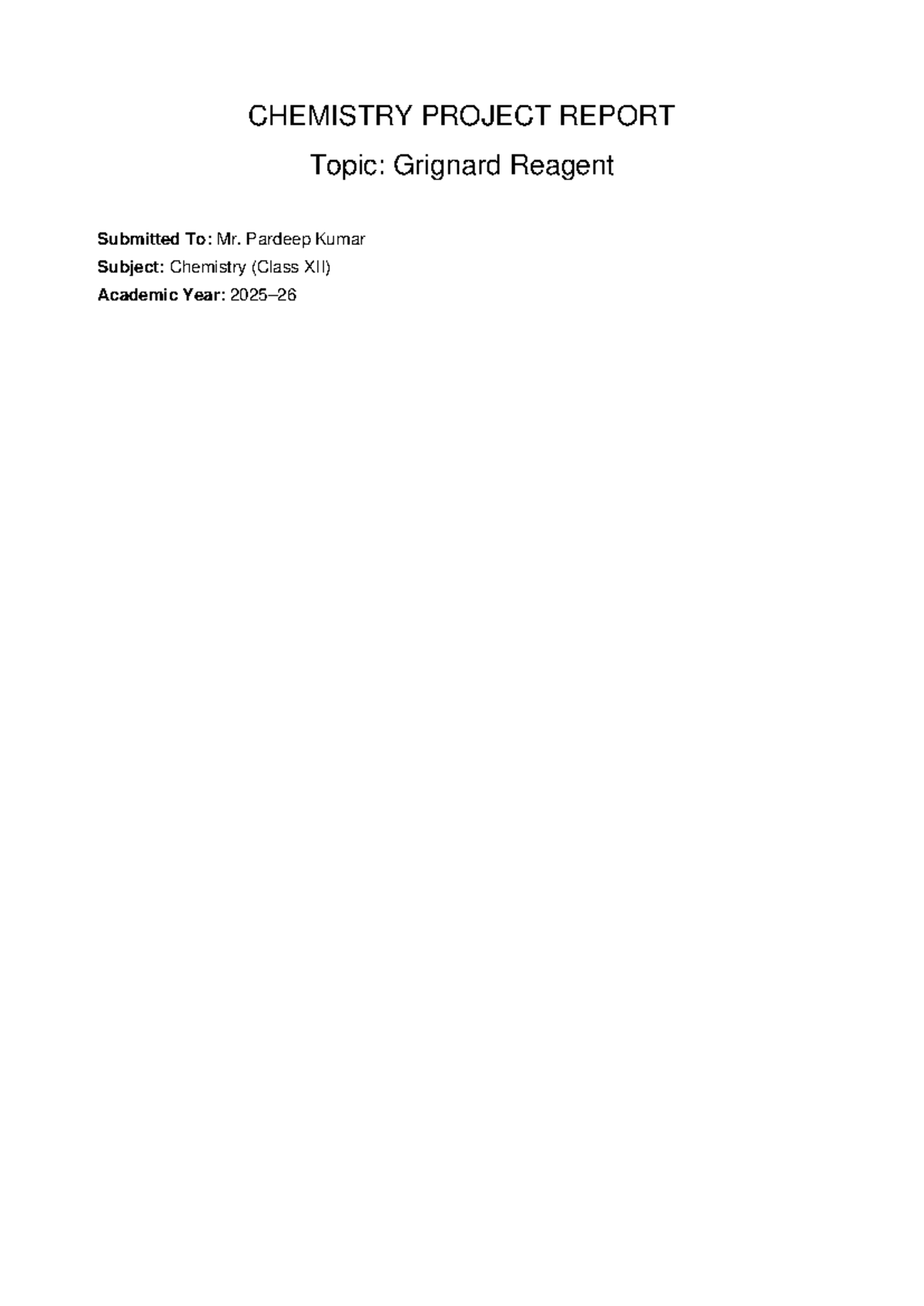 Class 12 Chemistry Project Grignard Reagent-2 - Engineering Physics ...