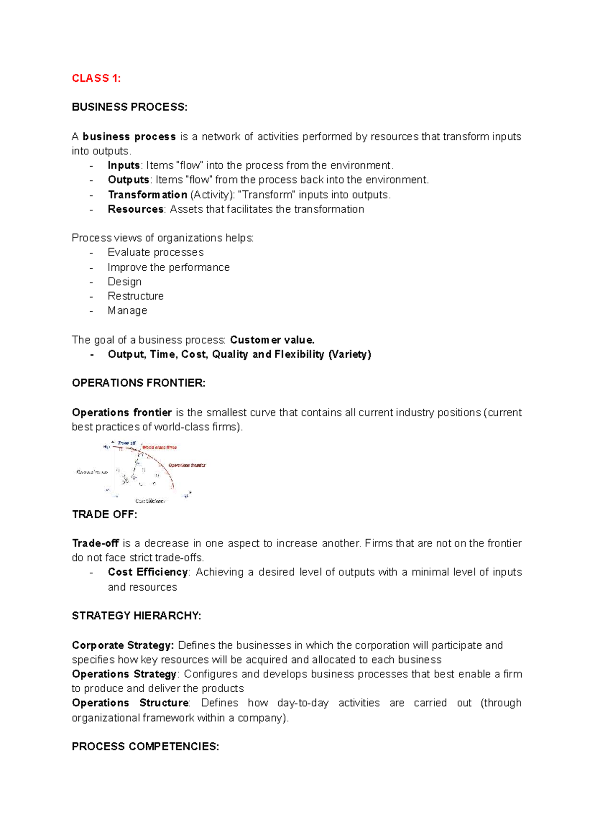 Operation Process Exam I: Business Processes & Optimization Techniques ...