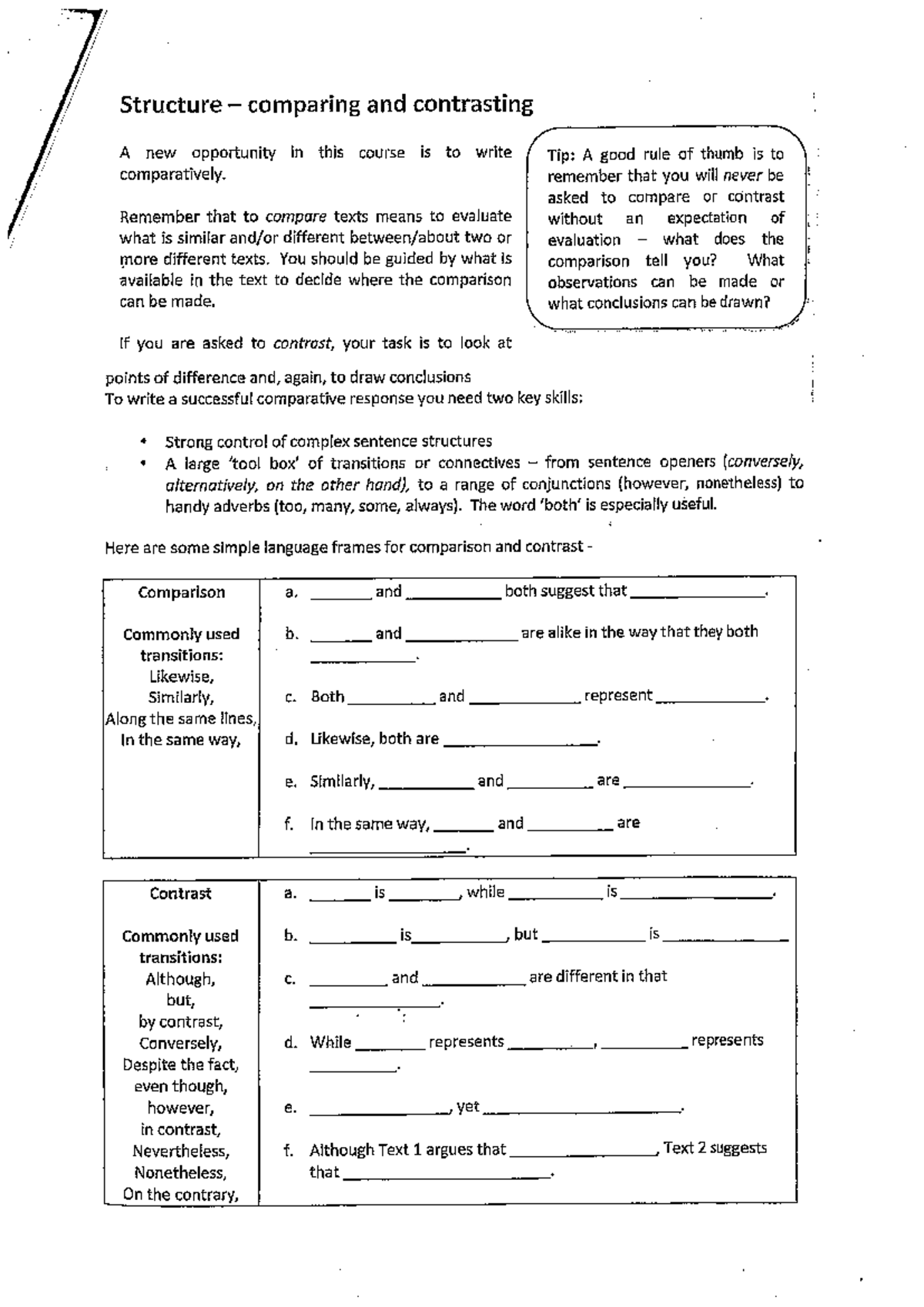 Comparative Transition Words: A Guide for Effective Writing - Studocu