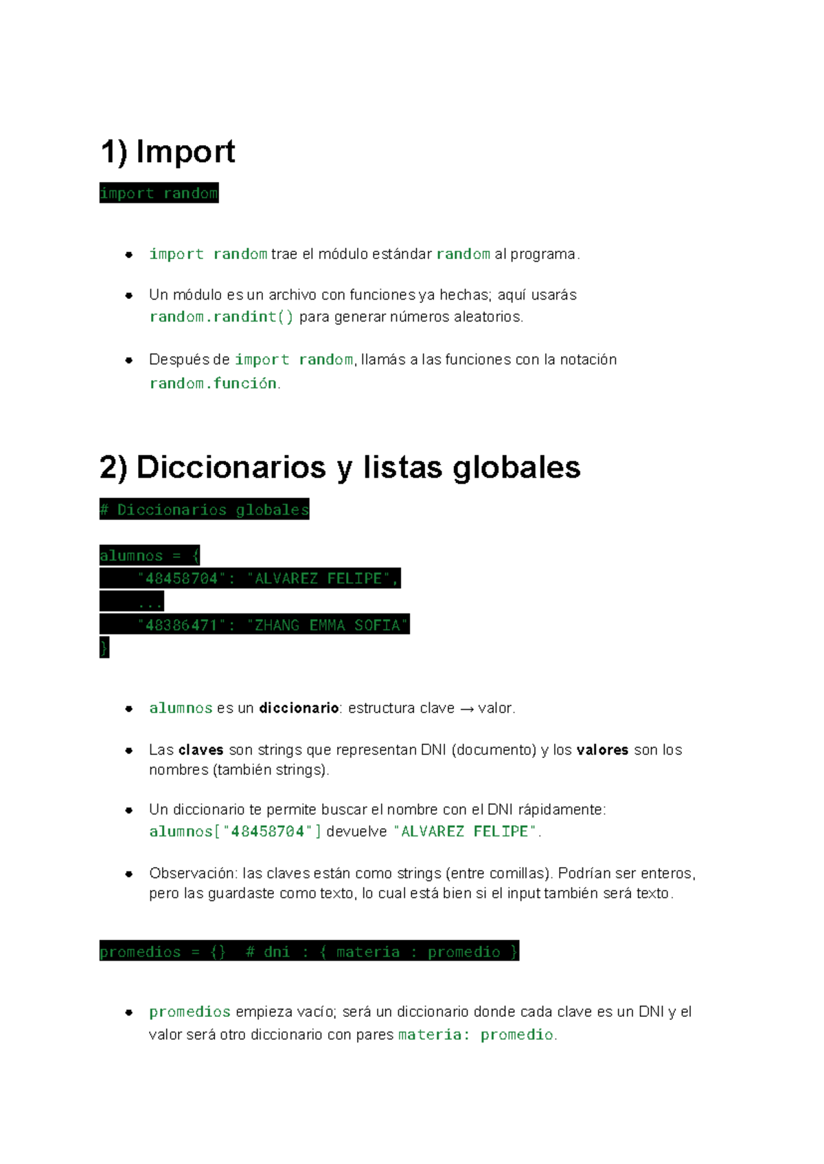 Resumen Python UTN: Funciones, Diccionarios y Operaciones Básicas - Studocu