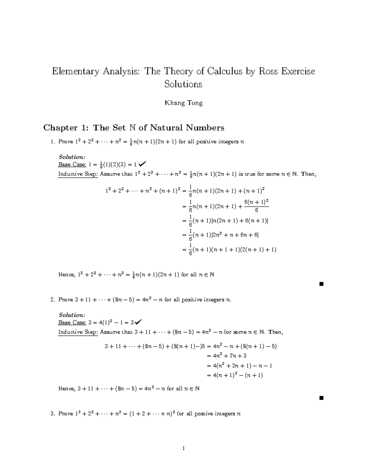 Elementary Analysis Solutions: Ross Exercises 1-6 - Studocu