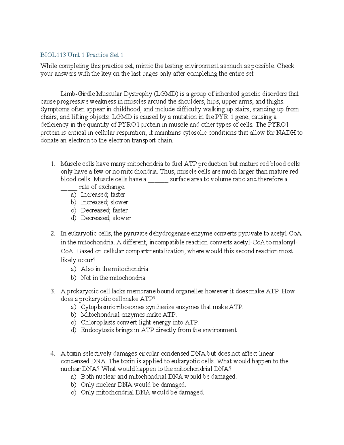 BIOL113 Unit 1 Practice Set 1 - BIOL113 Unit 1 Practice Set 1 While ...