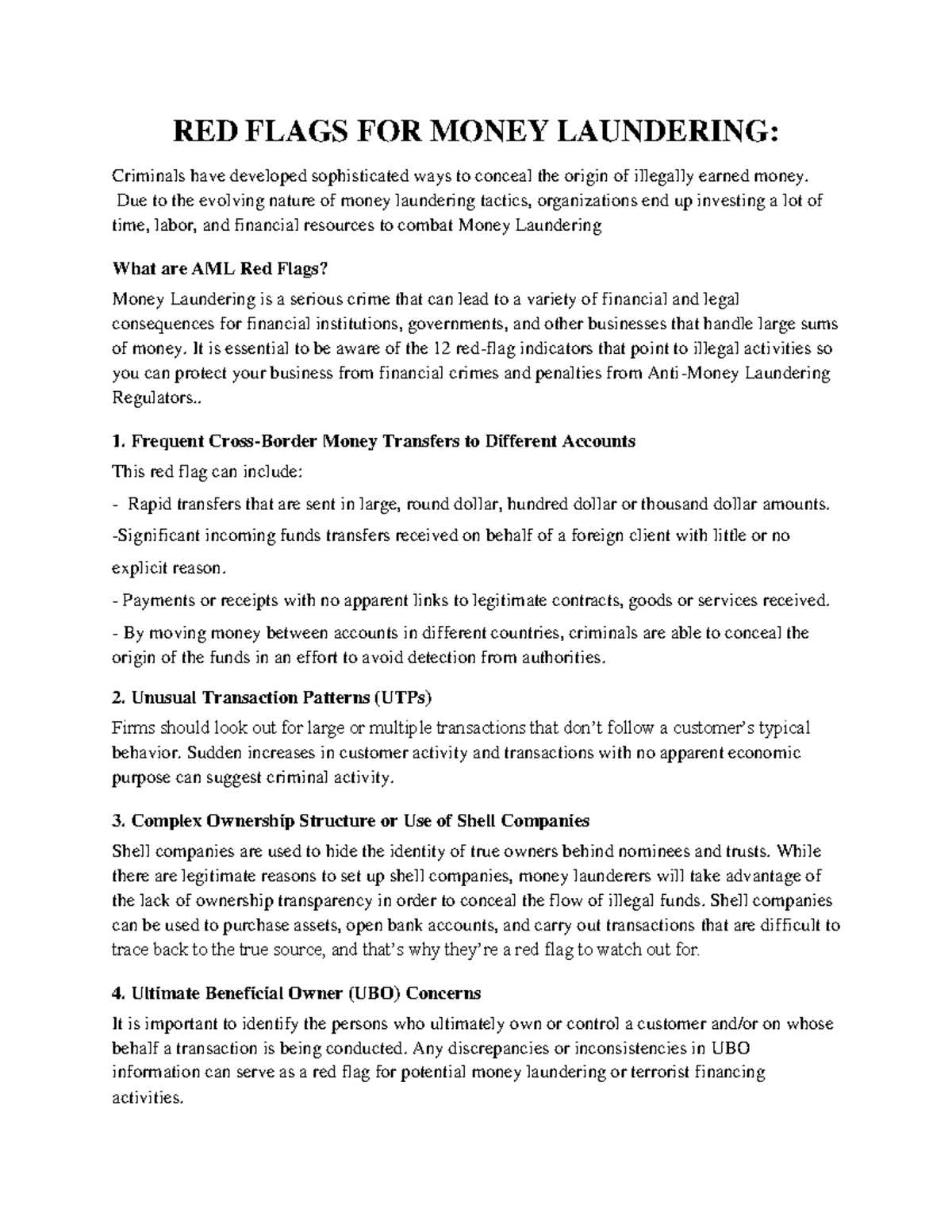 AML Red Flags: Identifying Money Laundering Risks and Tactics - Studocu