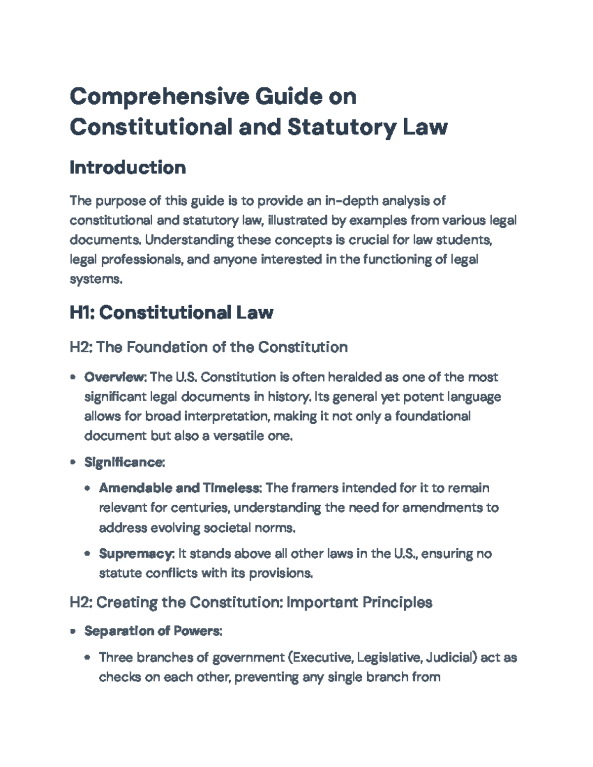 Comprehensive Guide to Constitutional and Statutory Law Analysis ...