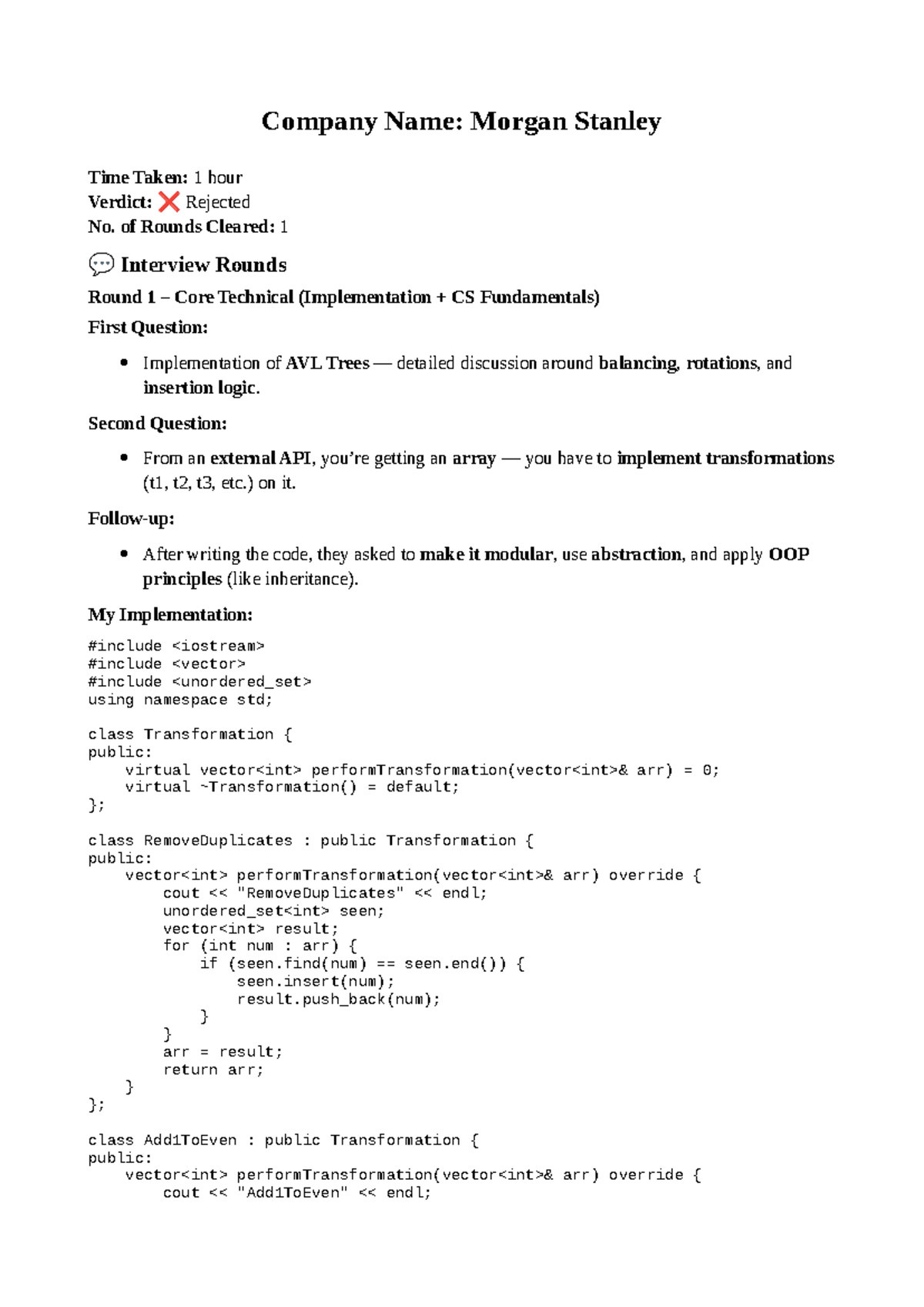 Interview Experiences: Morgan Stanley, Emerson, and Moonfrog Labs (CS ...