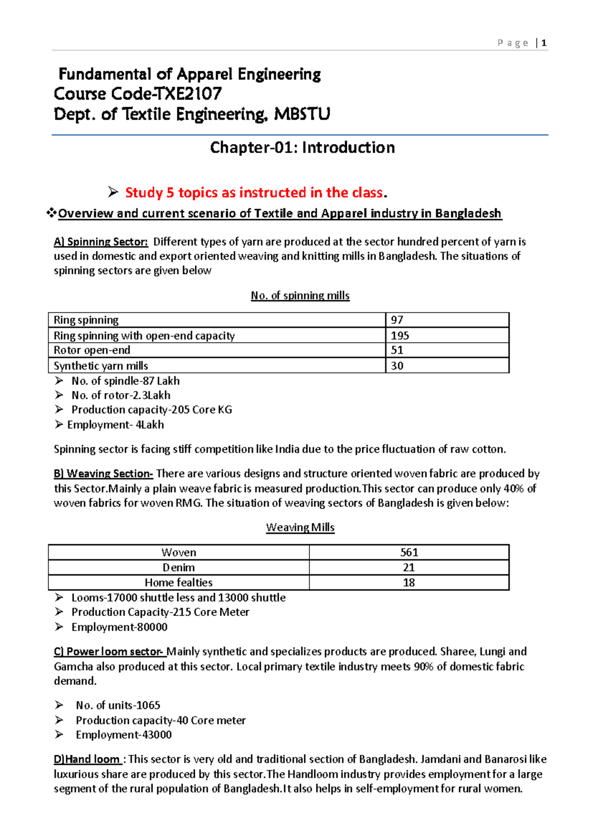 "TXE 101: Introduction to Apparel Engineering Concepts and Overview ...