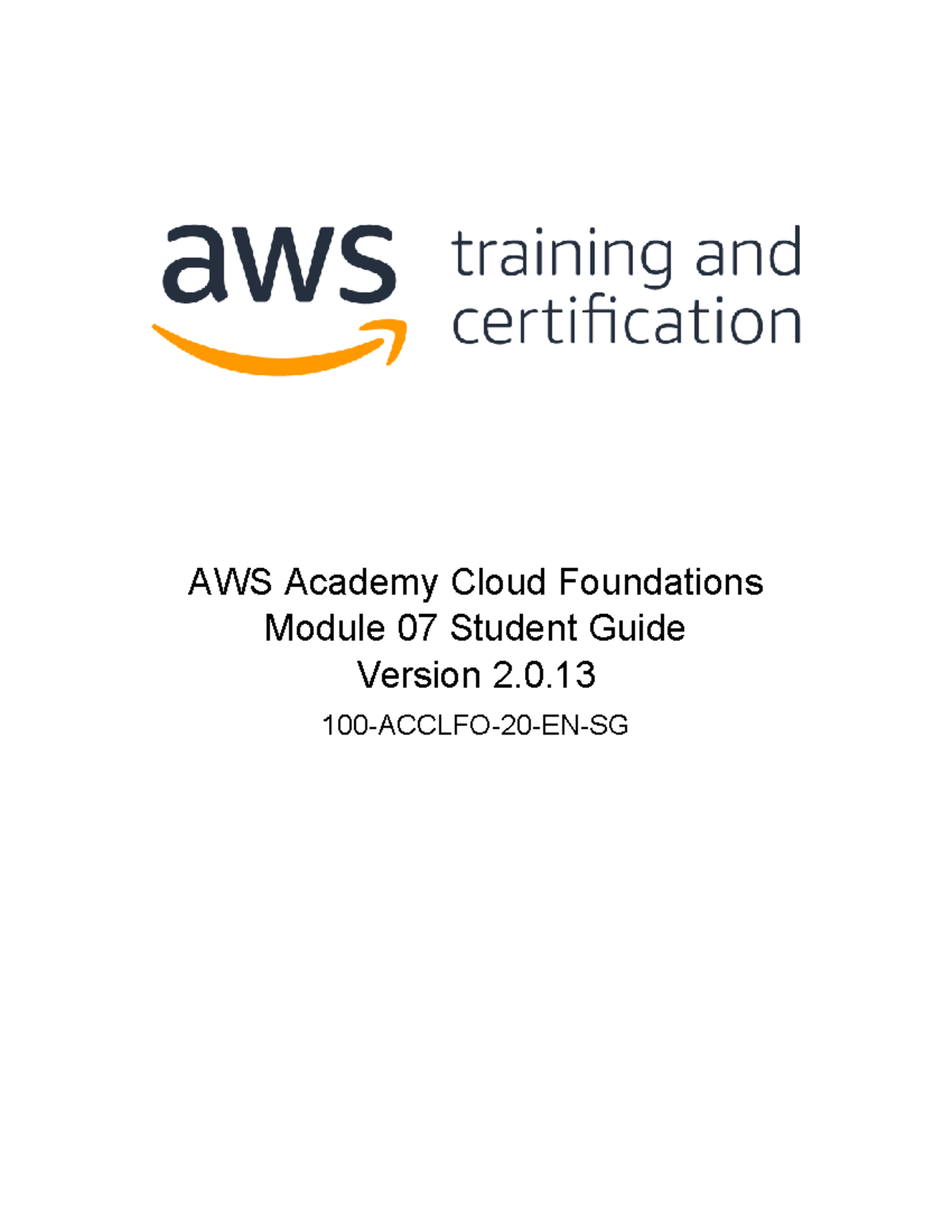 AWS Academy Cloud Foundations Module 7: Storage Student Guide 2022 ...